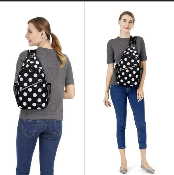 mosiso | Bags | Mosiso Mini Sling Backpack Black And White | Poshmark